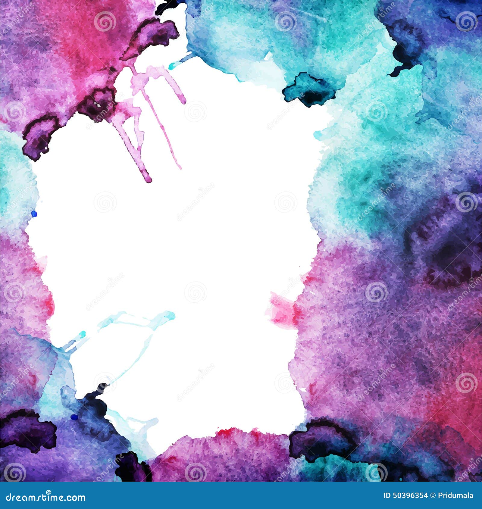 Watercolor Hand Painted Corners Design. Watercolor Composition F Stock ...