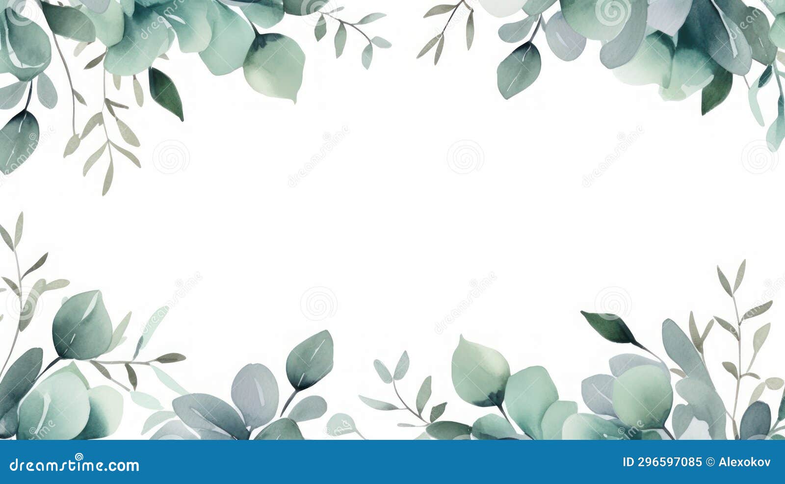 Watercolor Hand Painted Leaves Frame AI Generated Stock Illustration ...