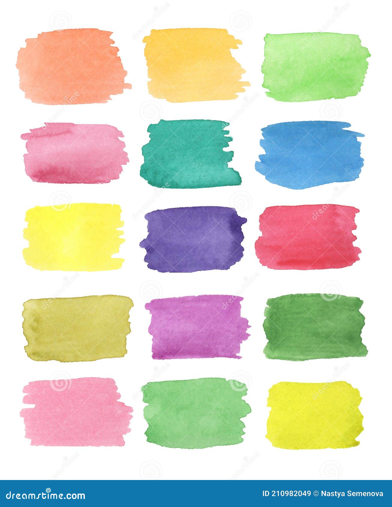 Watercolor Hand Painted Rectangle Shape Design Elements Stock ...