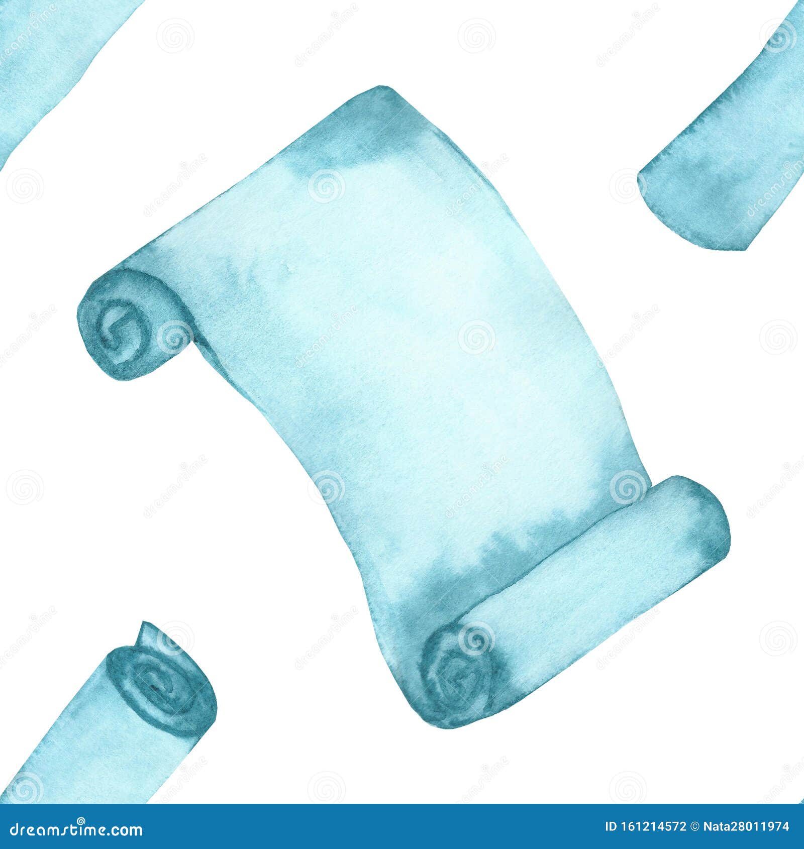 Watercolor Hand Painted Romantic Seamless Pattern with Light Blue ...