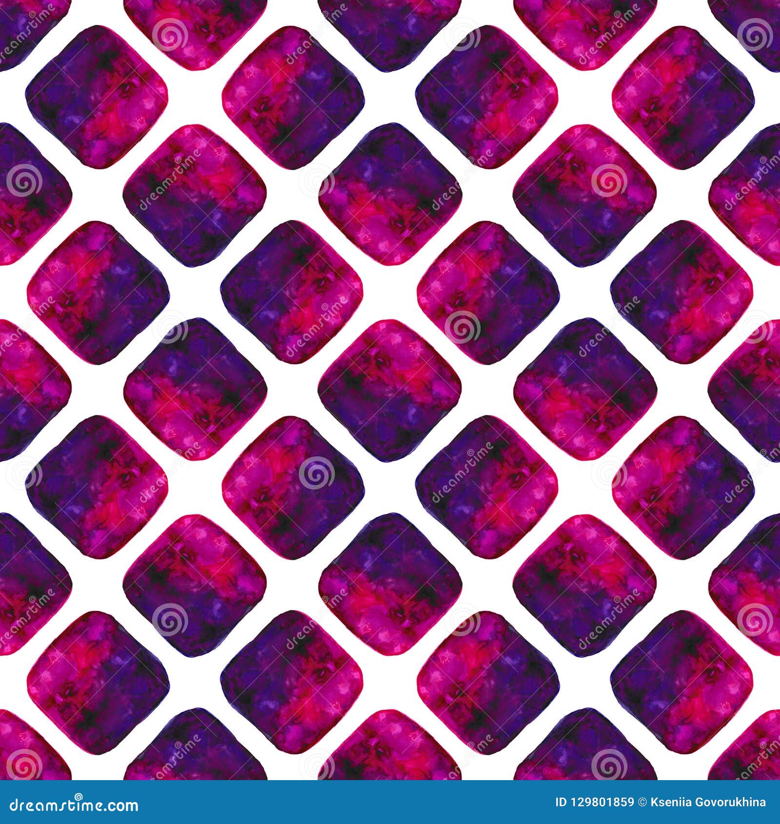 Watercolor Hand Painted Seamless Pattern. Abstract Squares Texture for ...