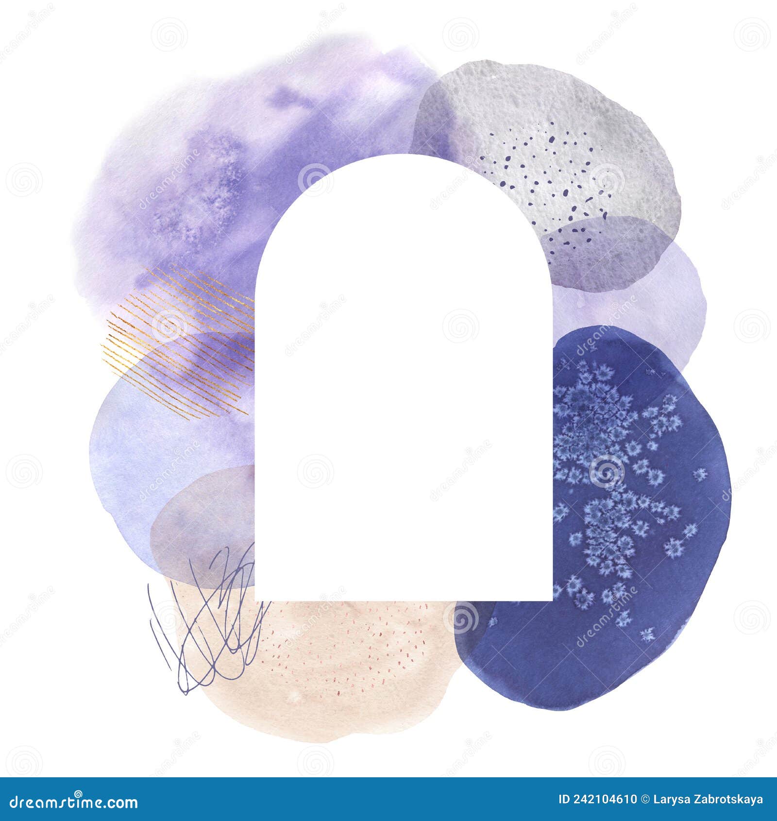 Watercolor Hand Painted Very Peri Design Stock Illustration ...