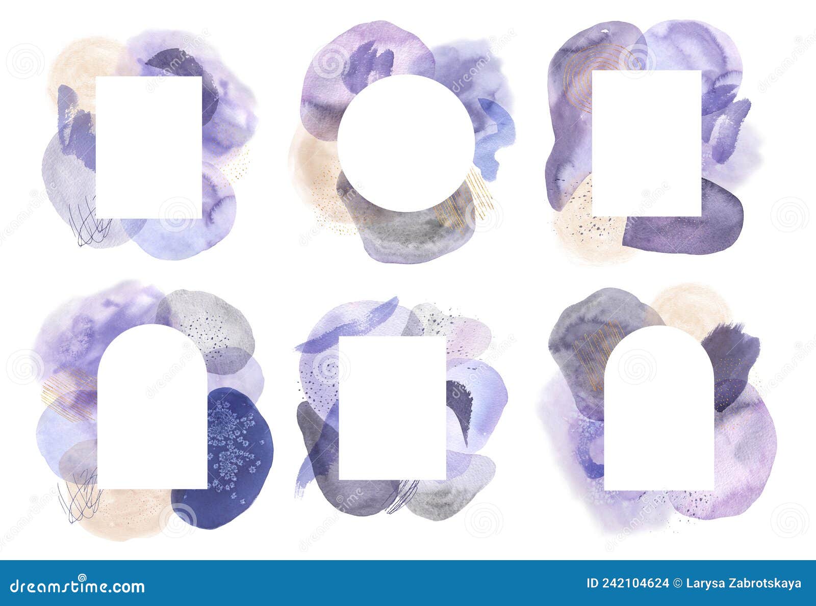 Watercolor Hand Painted Very Peri Design Stock Illustration ...