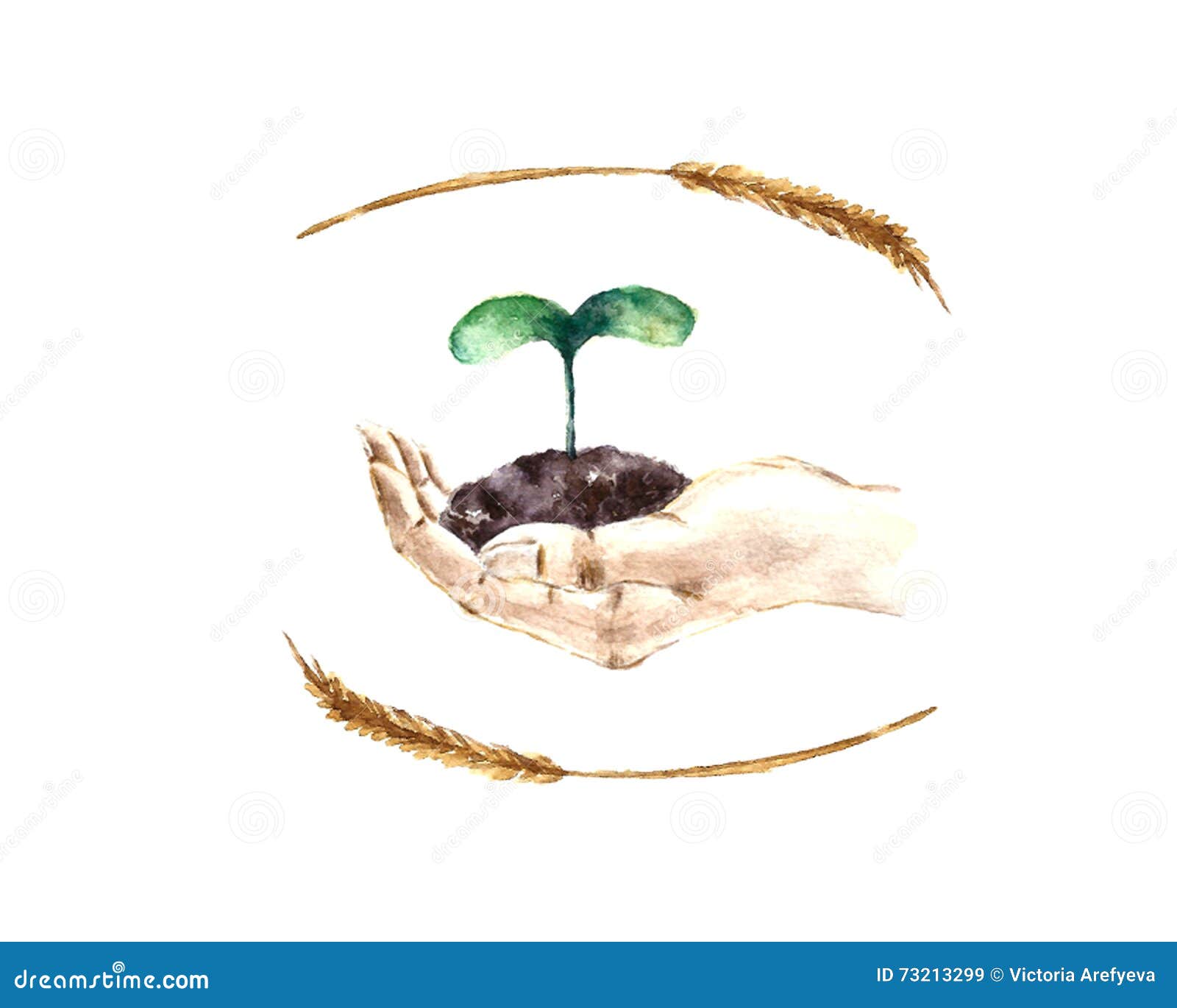 Watercolor Hand with Sprout. Stock Vector - Illustration of label, life ...
