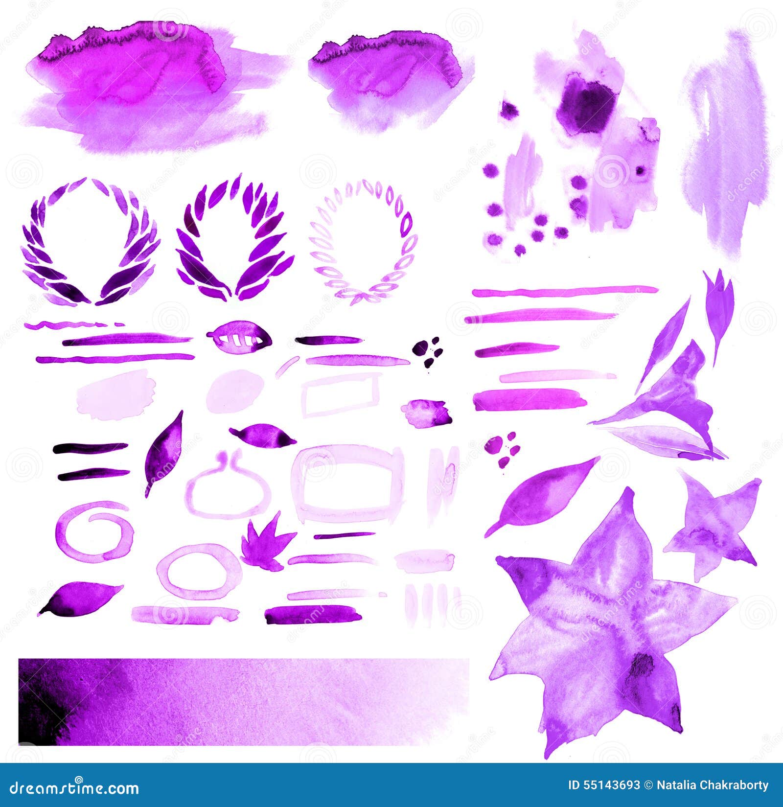 Watercolor Handmade Design Elements Stock Illustration - Illustration ...