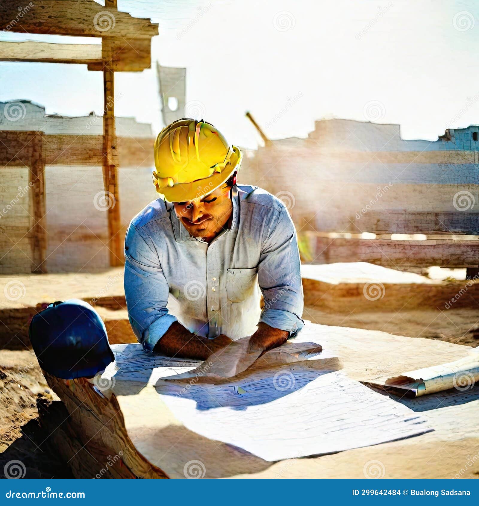 Handsome Architect Drawing With Helmet Stock Image | CartoonDealer.com ...