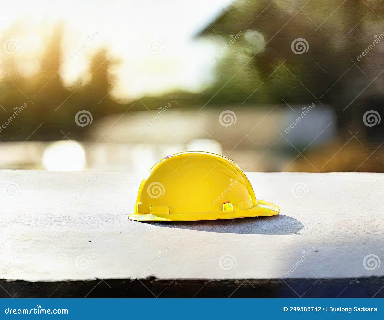 Watercolor of Hard Hat on a Table on a Construction Site Stock ...
