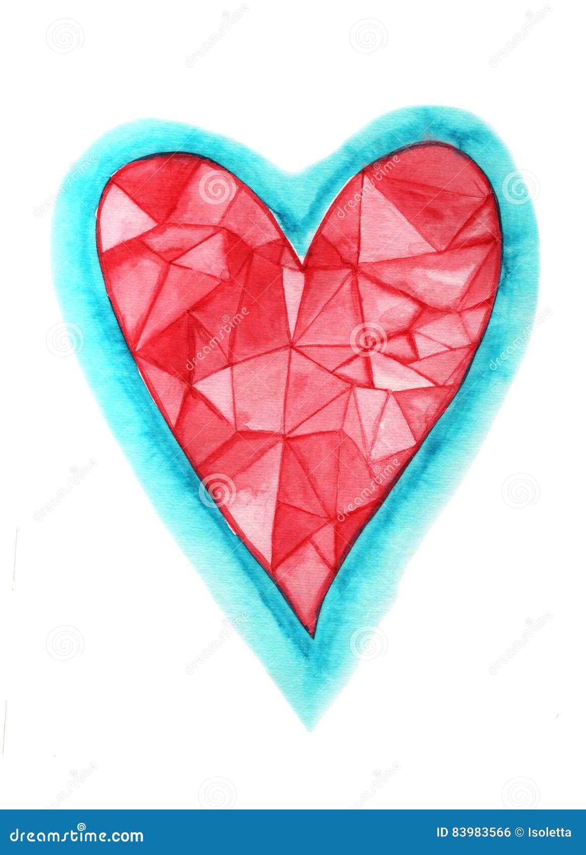 Watercolor Heart Illustration. Stock Photo - Image of happy ...
