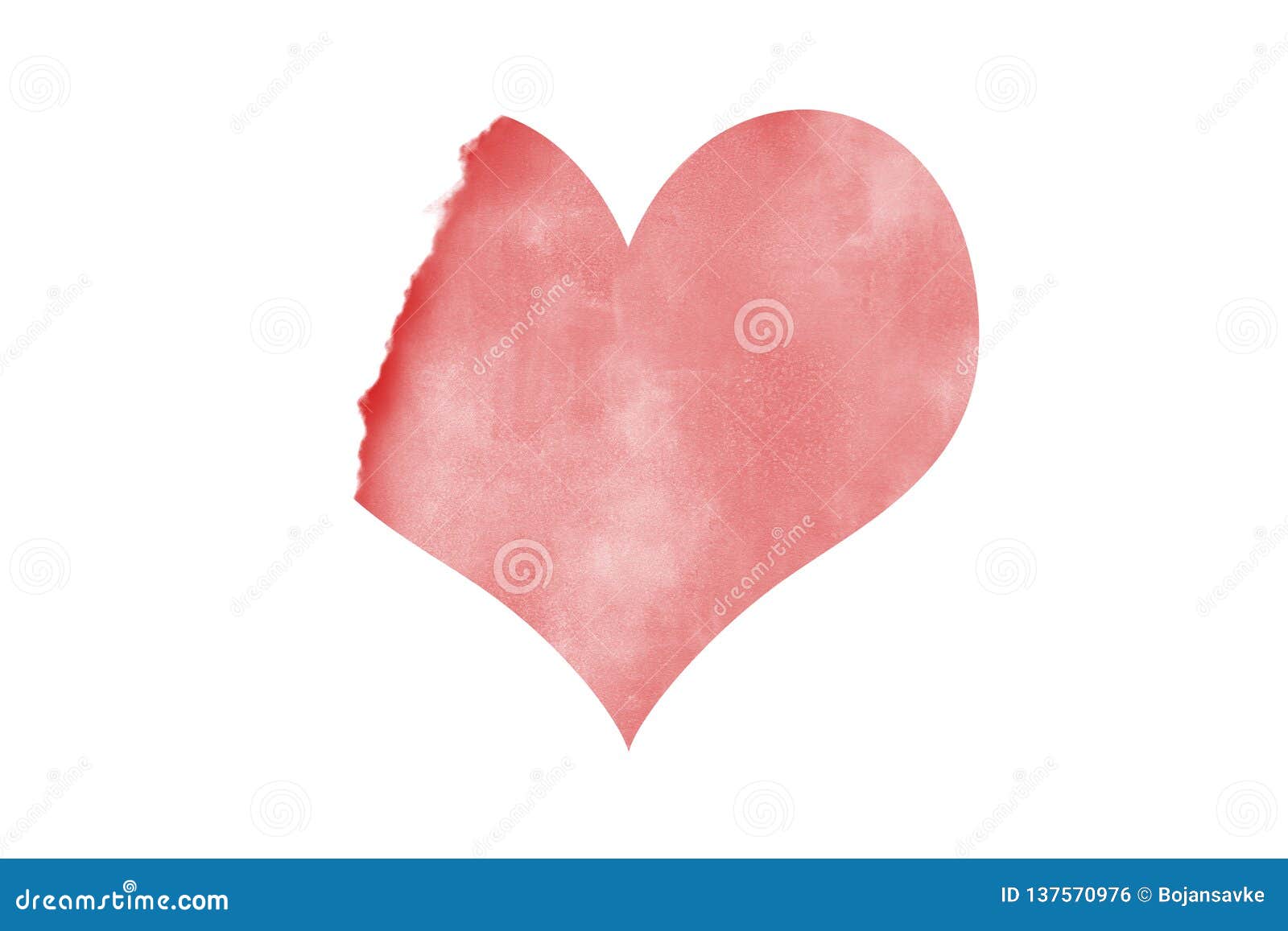 Watercolor Heart with Missing Part on the Left Side Stock Illustration ...