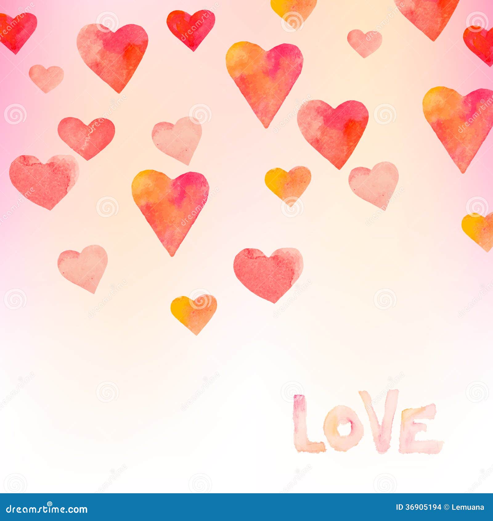 Watercolor Hearts Background Stock Vector - Illustration of hearts ...