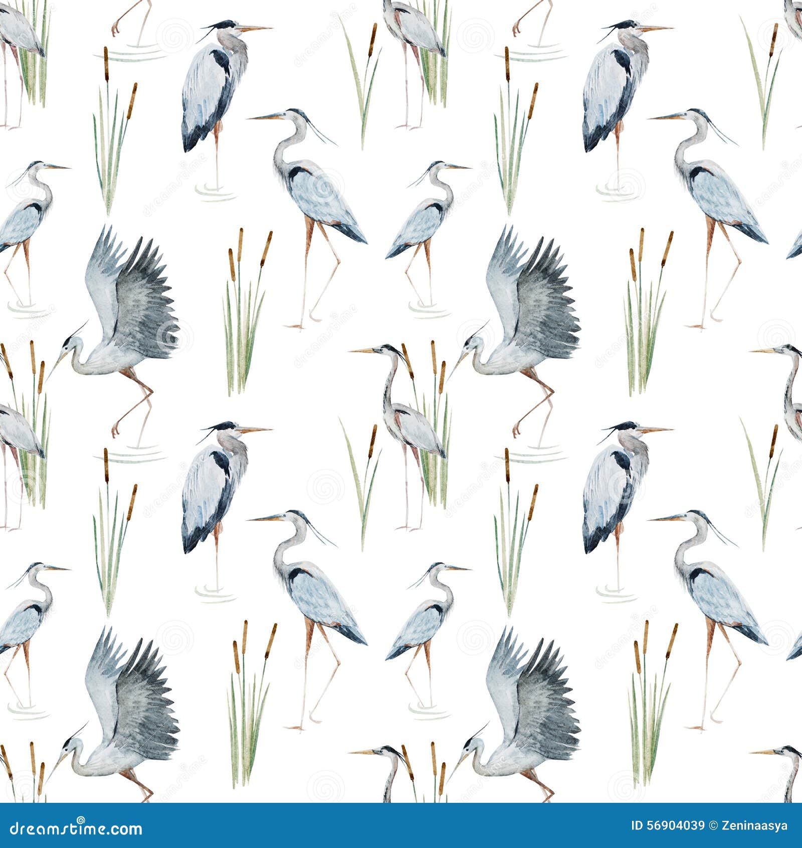 Watercolor heron pattern stock vector. Illustration of heron - 56904039