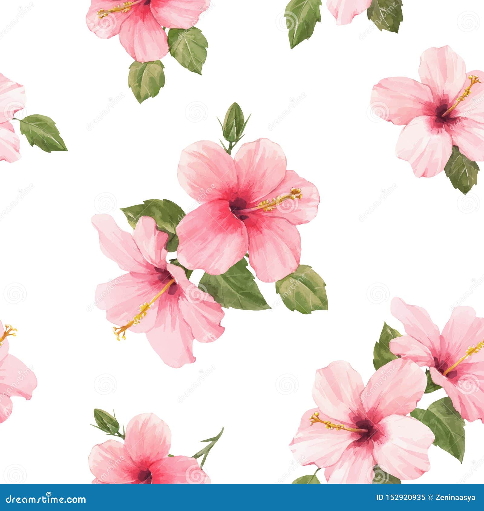 Watercolor Hibiscus Vector Pattern Stock Vector - Illustration of ...