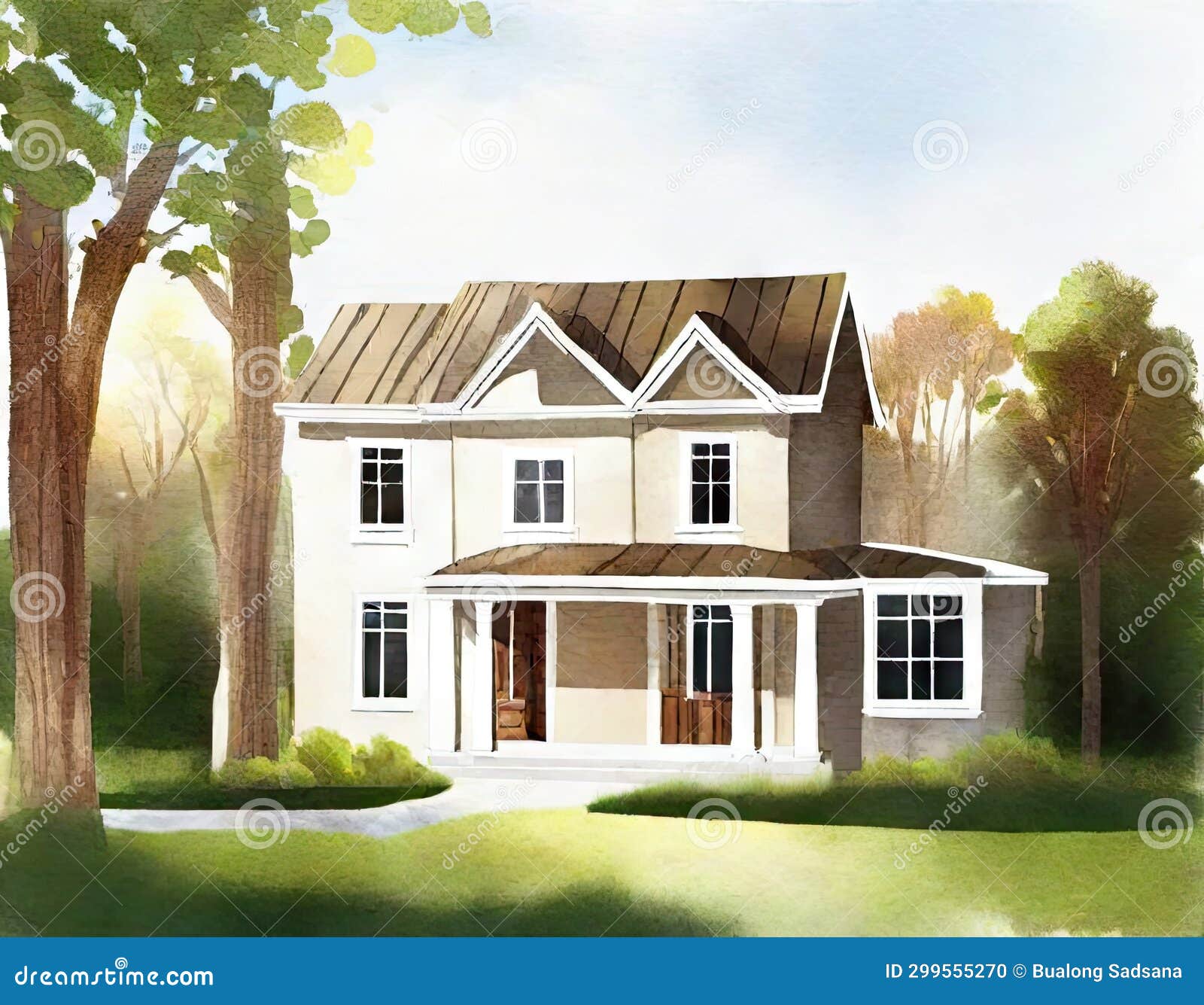 Watercolor Of House Render Icon Stock Photography | CartoonDealer.com ...