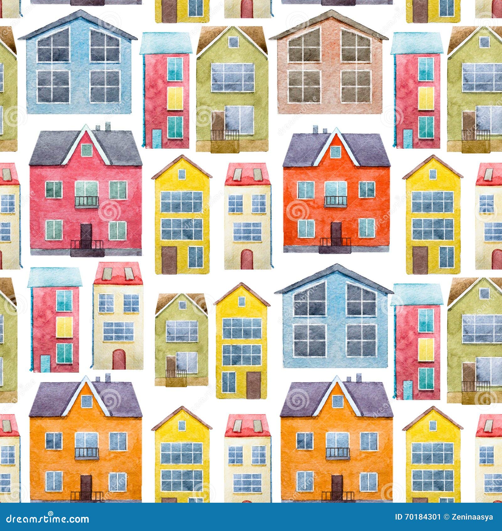 Watercolor Houses Pattern Royalty-Free Stock Photo | CartoonDealer.com ...