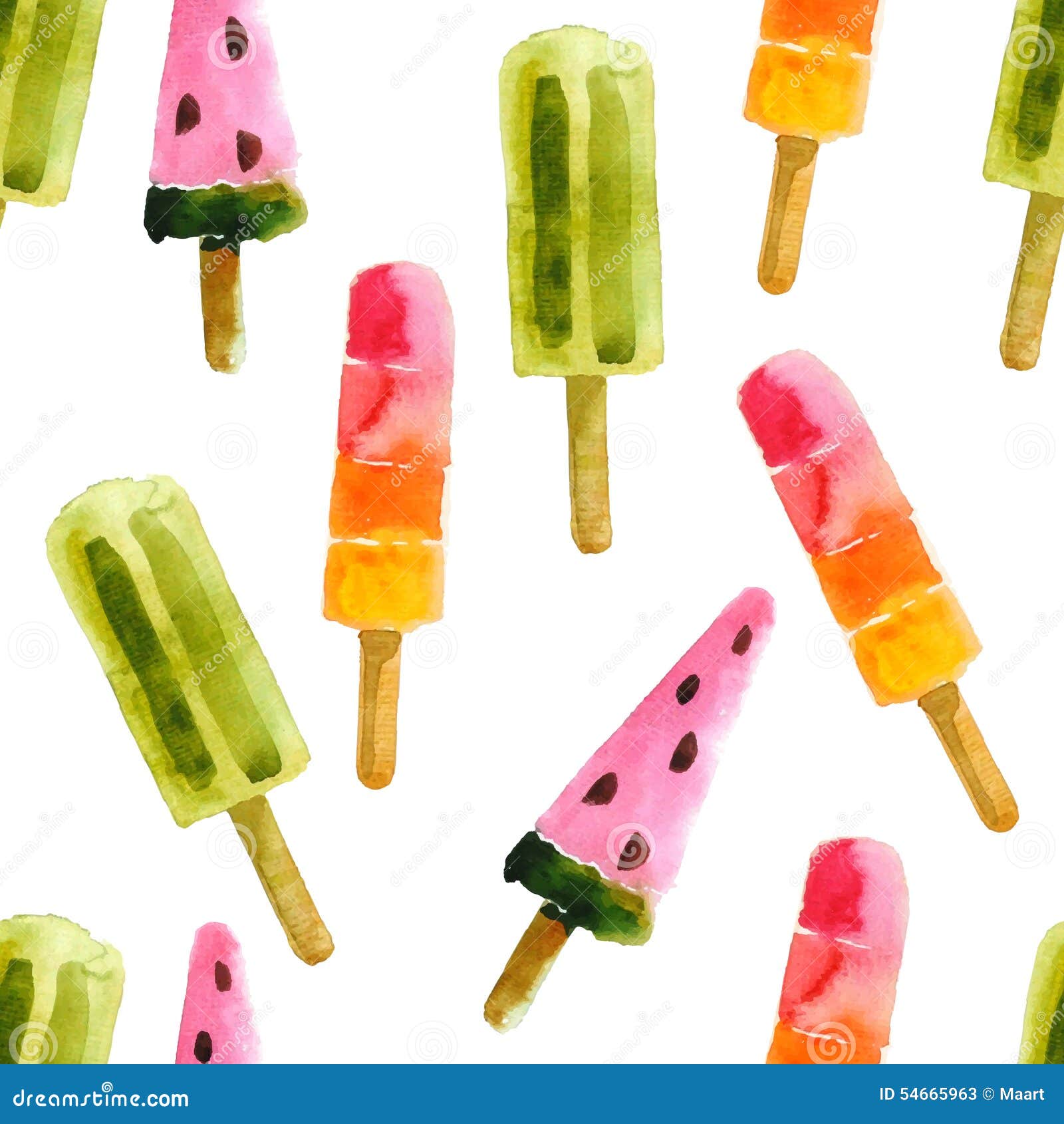 Watercolor Ice Cream Seamless Stock Vector - Illustration of ...