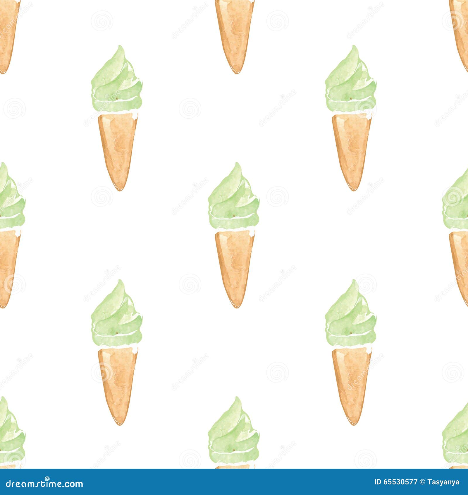 Watercolor Ice Cream Seamless Pattern Stock Vector - Illustration of ...