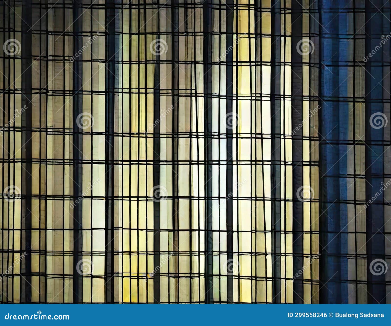 Watercolor of a of Illuminated Windows in a Skyscraper at Stock ...
