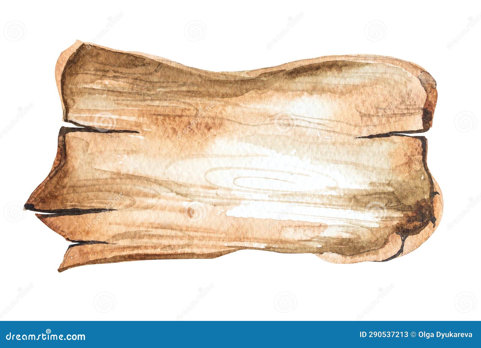 Watercolor Illustration of Antique Birch Bark, Scroll, Tree Bark with ...