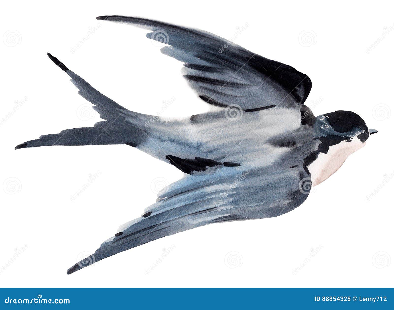 Bird Swallow Realistic Black Silhouette Vector Illustration ...