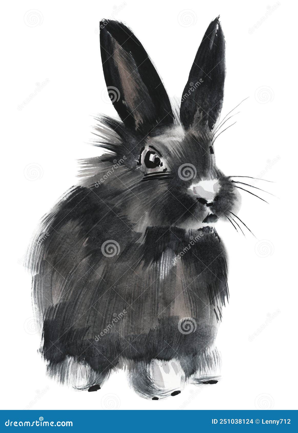 Watercolor Illustration of a Black Bunny Stock Illustration ...