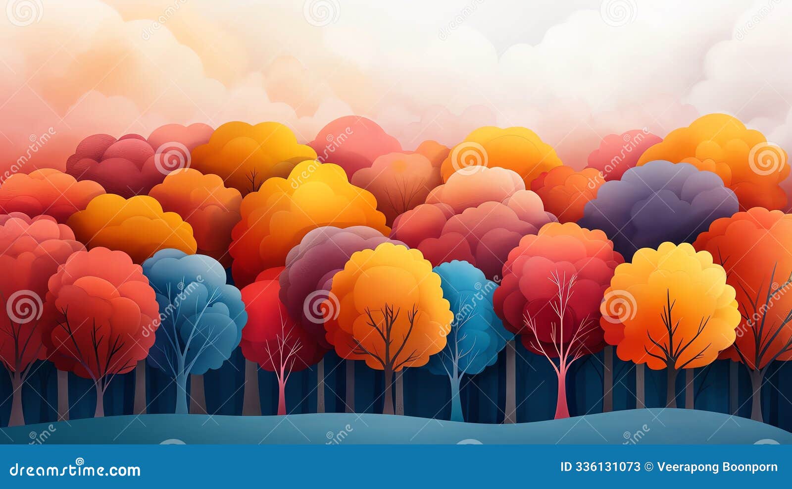 Watercolor Illustration of a Boho Forest, Whimsical Trees Stock ...