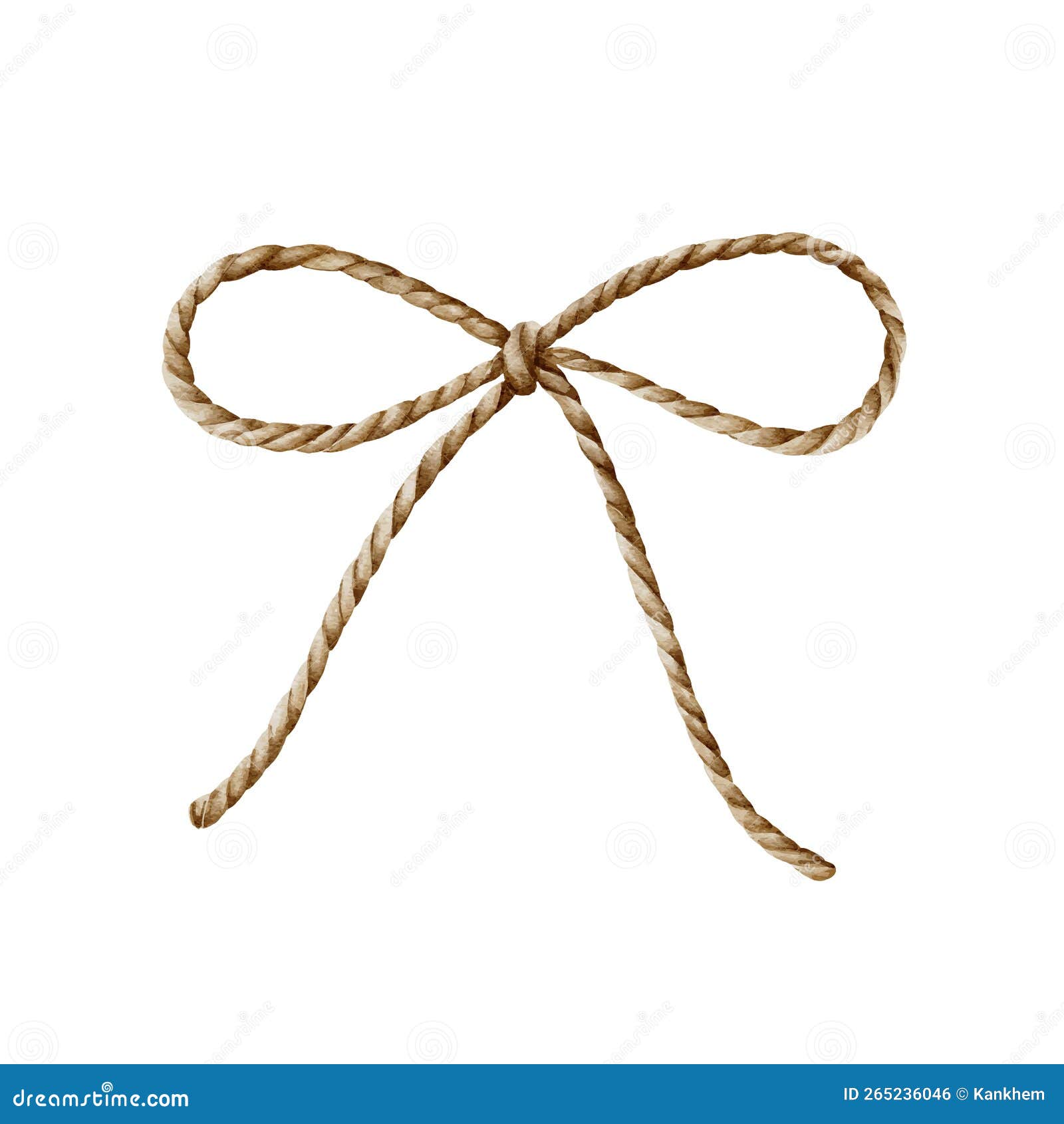 Watercolor Illustration of Bow Knot Made of Rope String Stock Photo ...