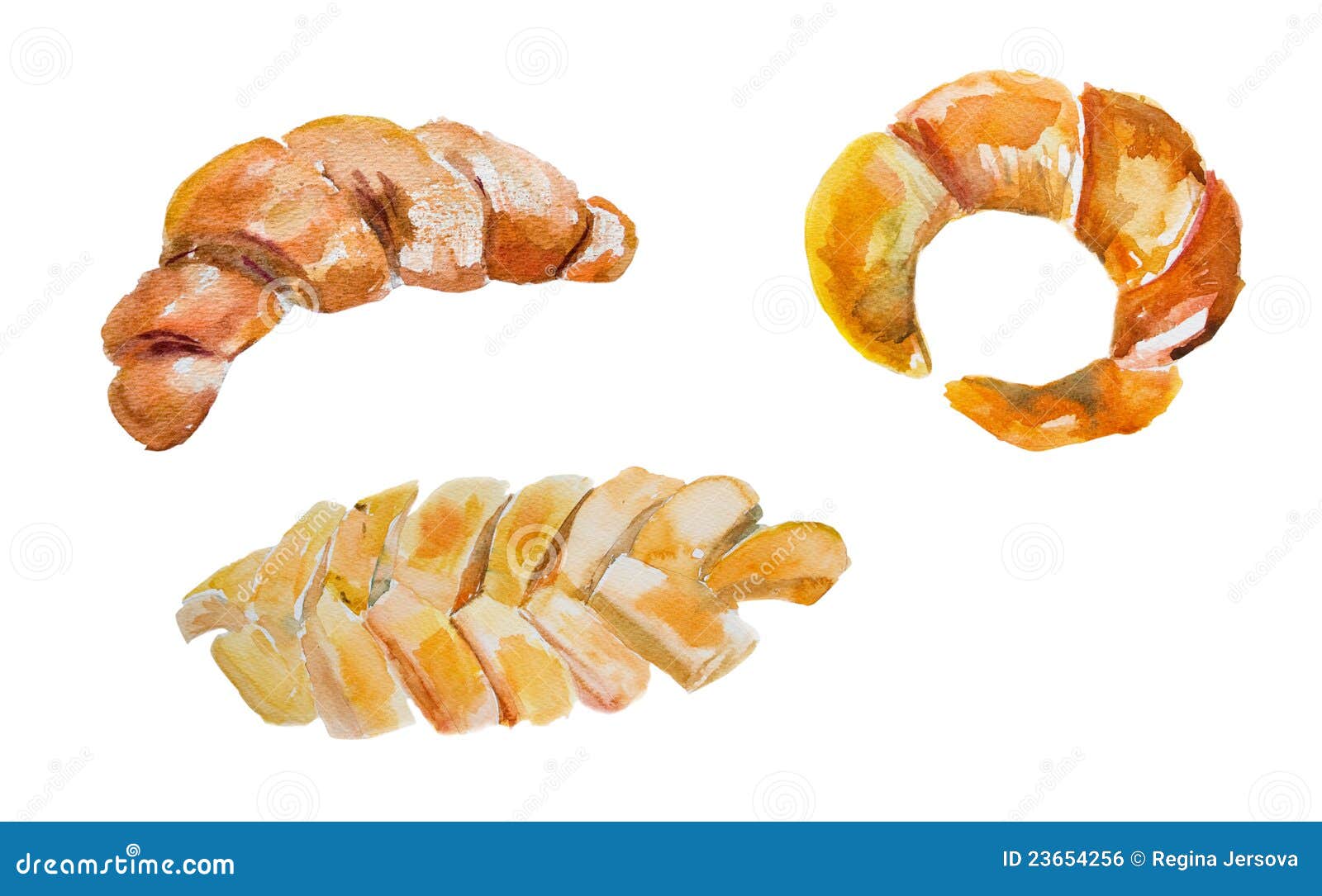 Watercolor Illustration of Bread Stock Illustration - Illustration of ...