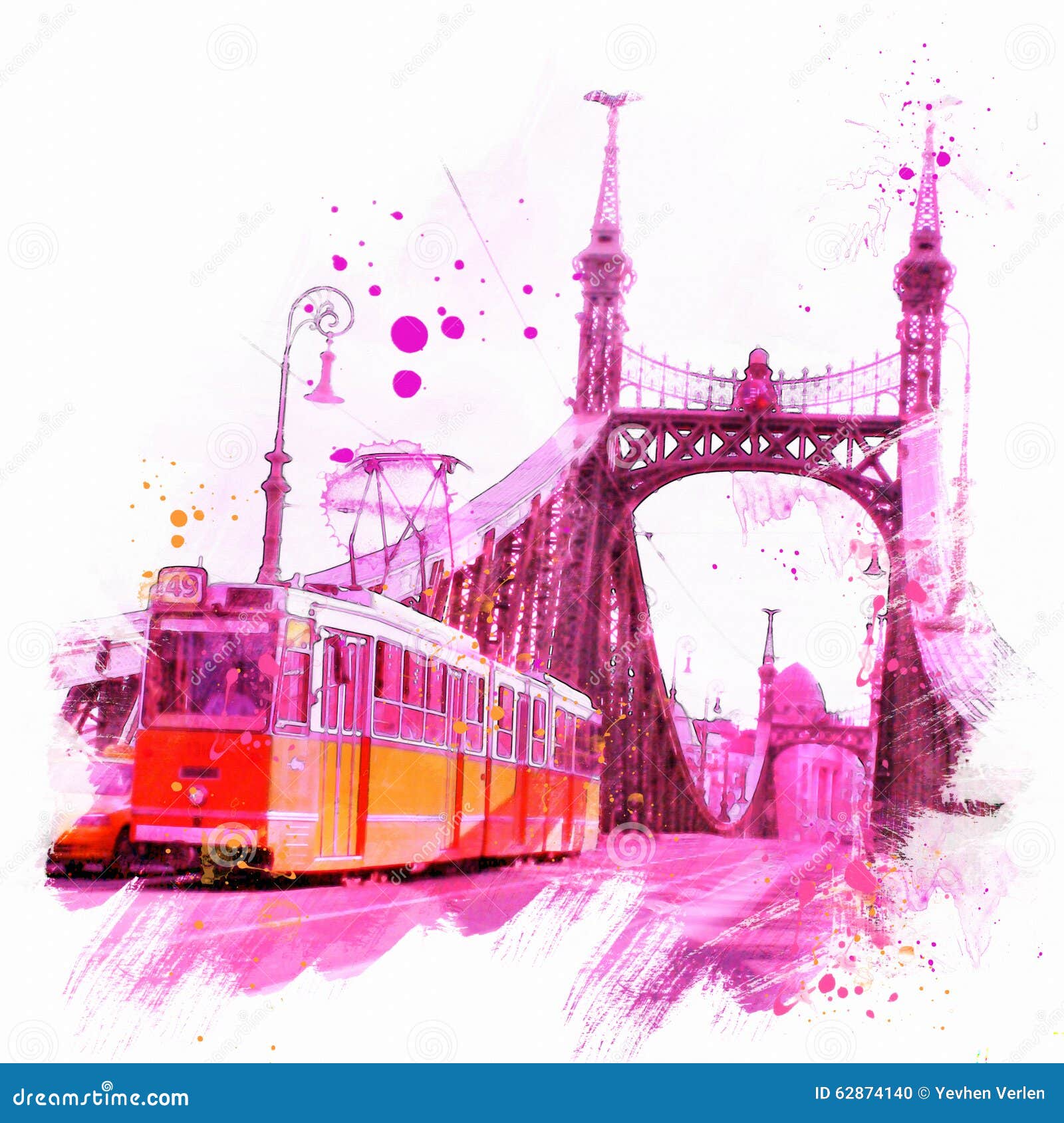 Watercolor Illustration Budapest Stock Illustration - Illustration of ...