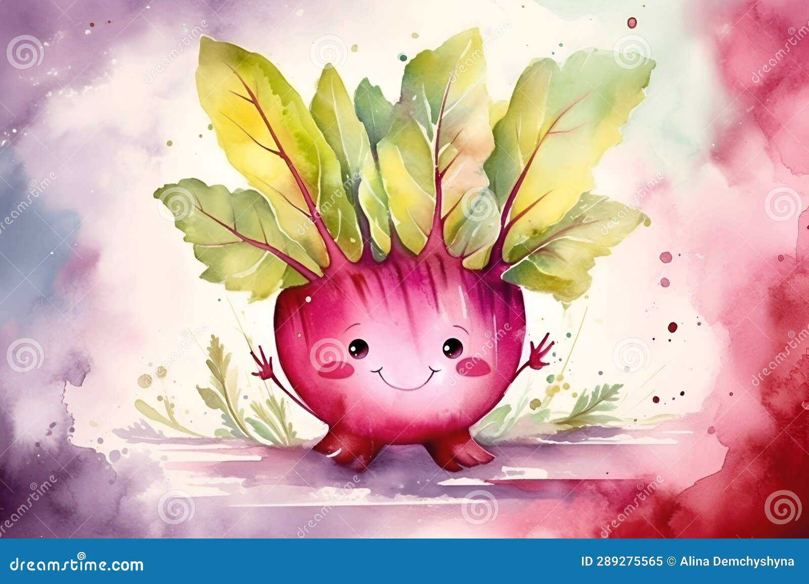Watercolor Illustration of a Cheerful Beet Character Stock Illustration ...