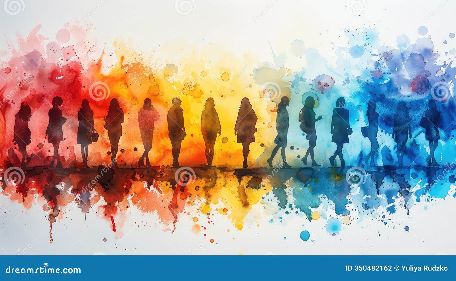 Watercolor Illustration of a Creative Team Engaged in Conversation ...