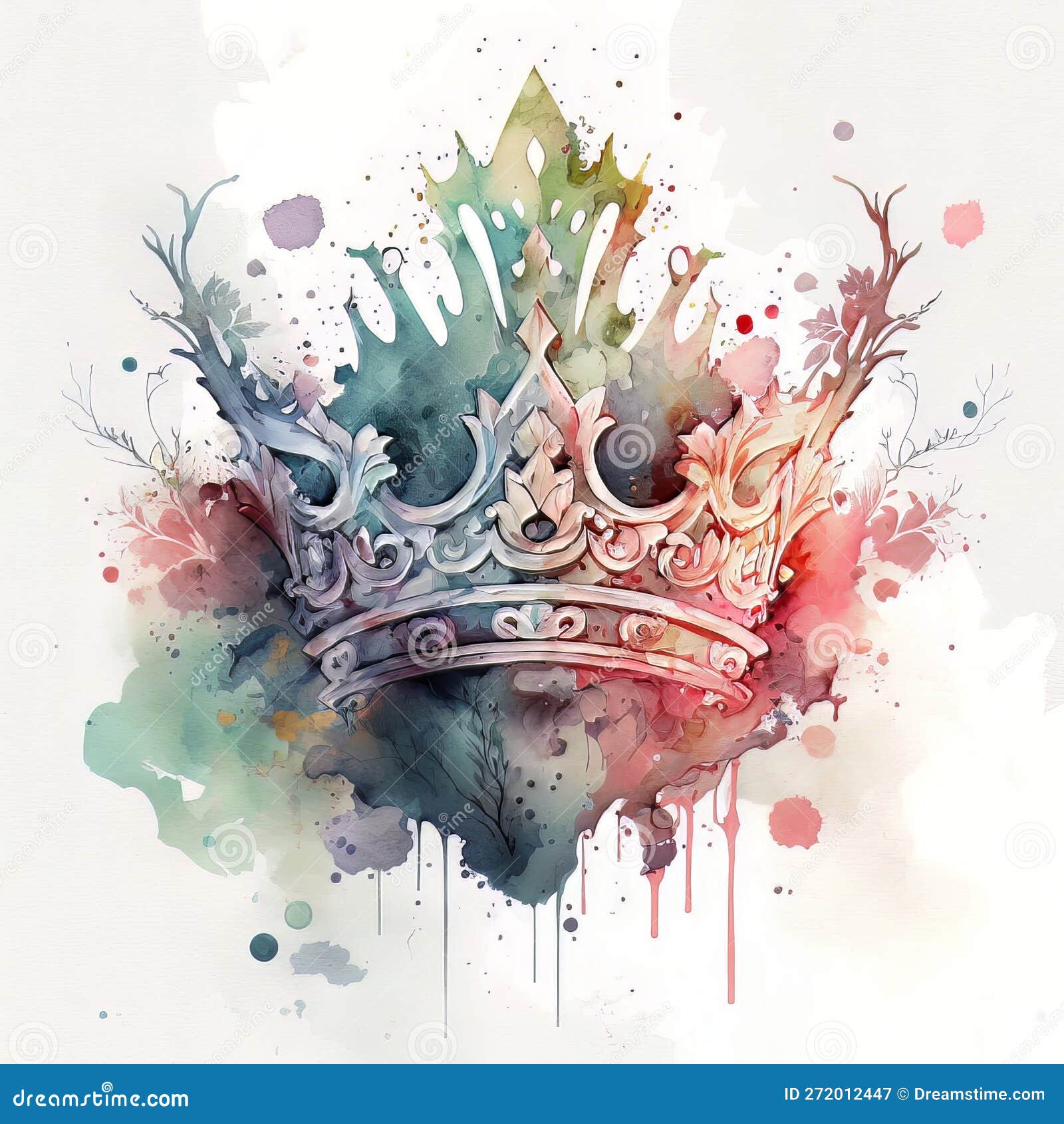 Watercolor Illustration of a Crown Stock Illustration - Illustration of ...