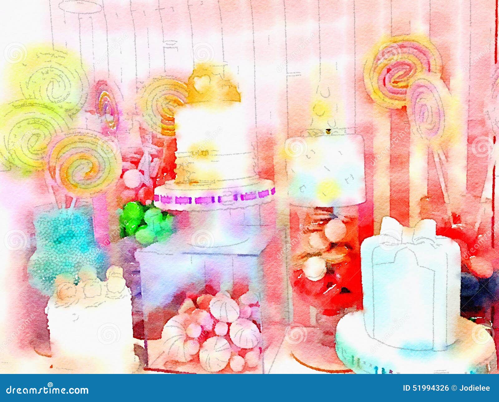 Watercolor Illustration of Cupcake Store Display Stock Illustration ...
