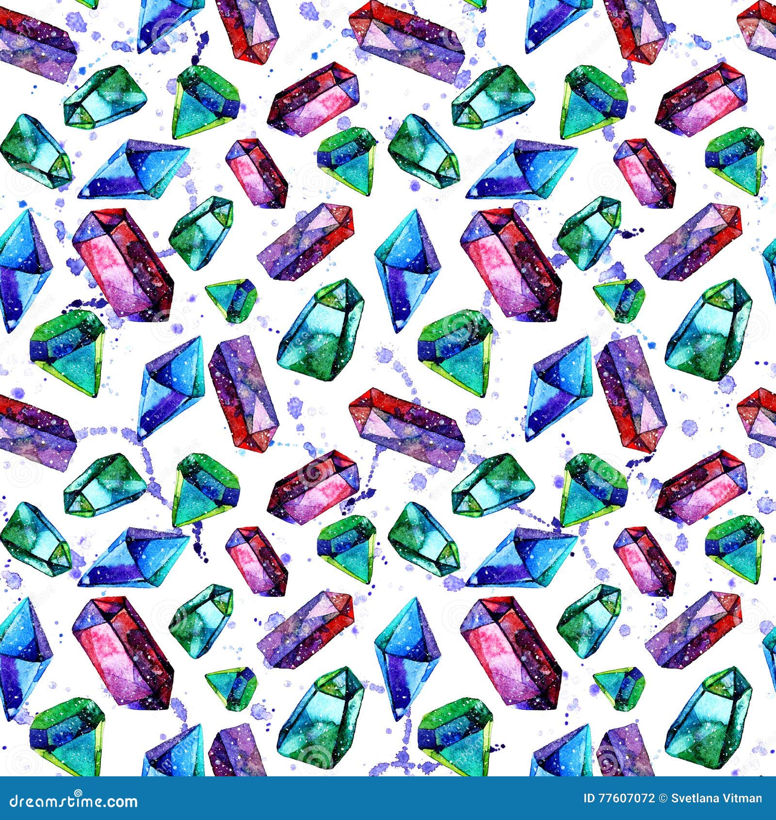 Watercolor Illustration of Diamond Crystals - Seamless Pattern Stock ...