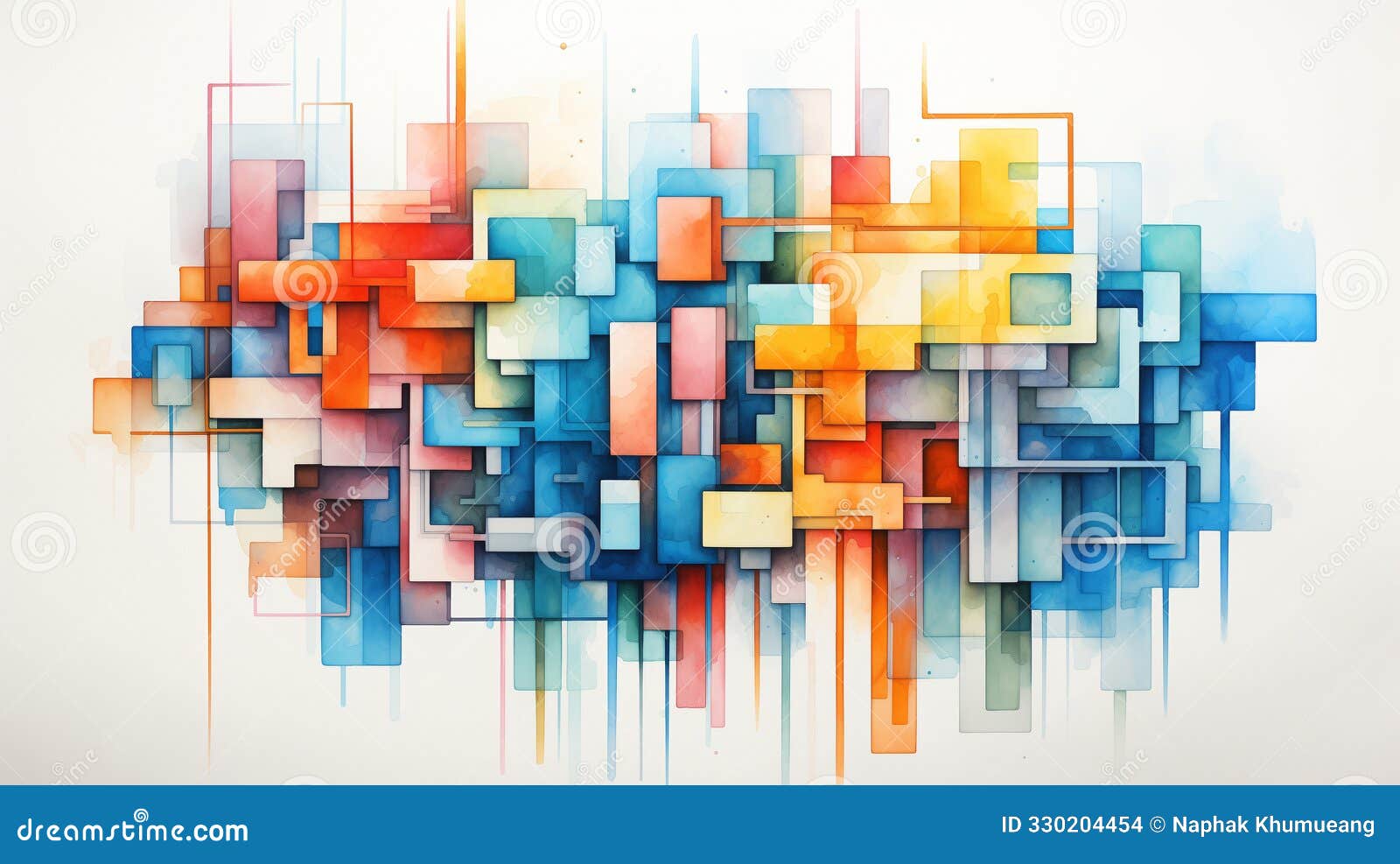 Watercolor Illustration Featuring a Geometric Pattern Design with ...