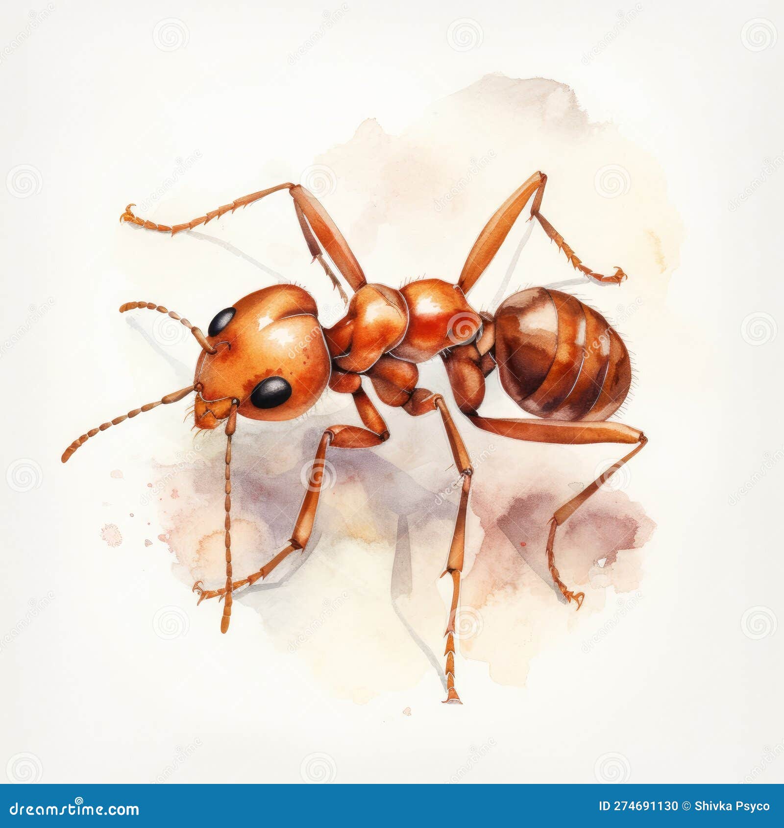 A Watercolor Illustration of a Fire Ant Close Up Generative AI Stock ...
