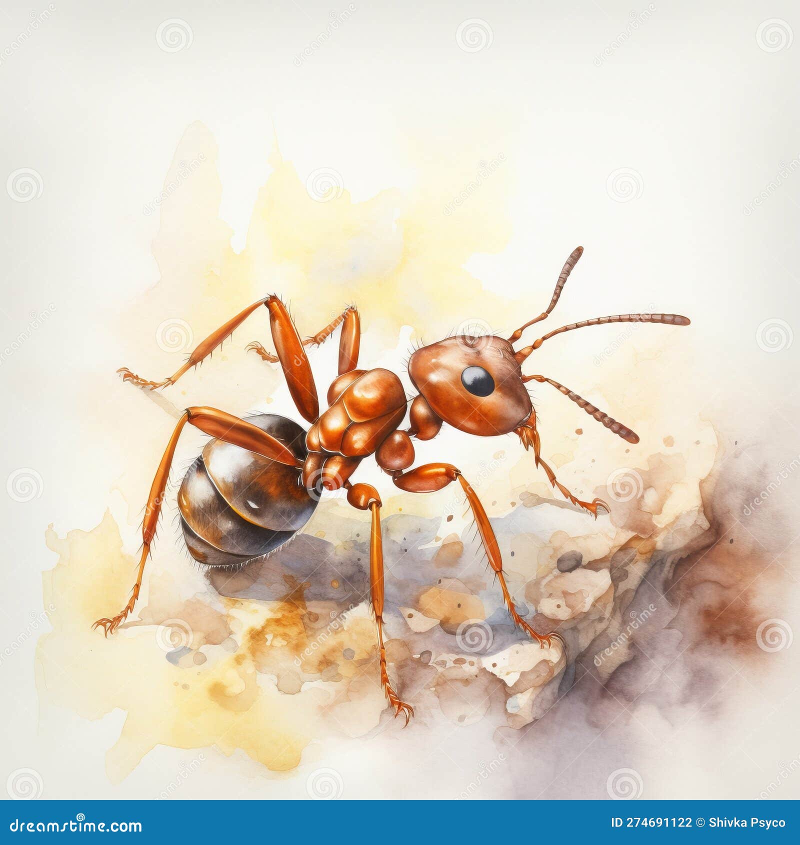 A Watercolor Illustration of a Fire Ant Generative AI Stock ...
