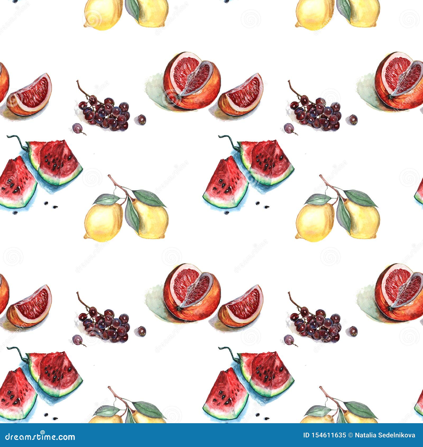 Watercolor Illustration of Fruit Pattern Stock Illustration ...