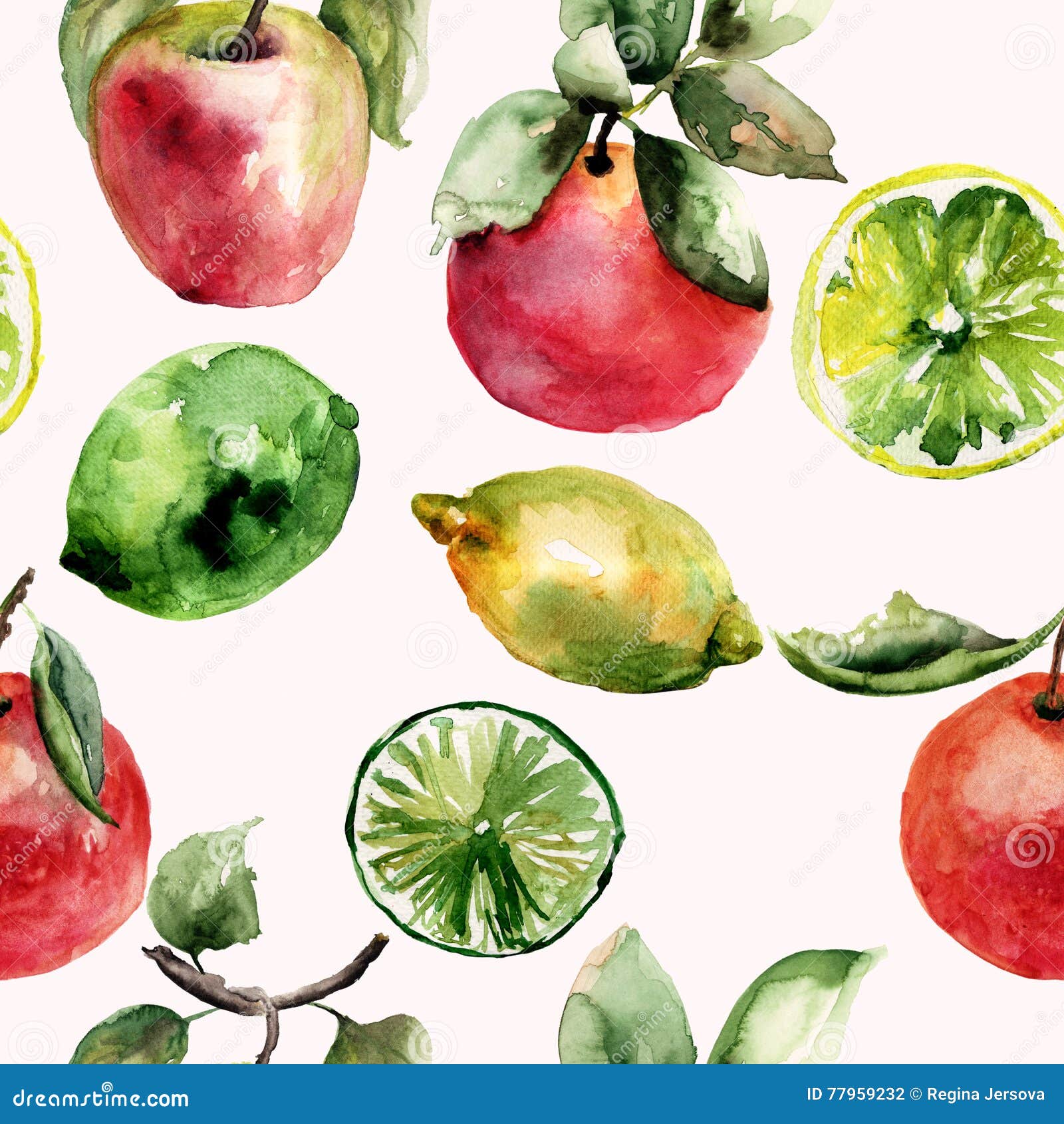 Watercolor Illustration of Fruits Stock Illustration - Illustration of ...