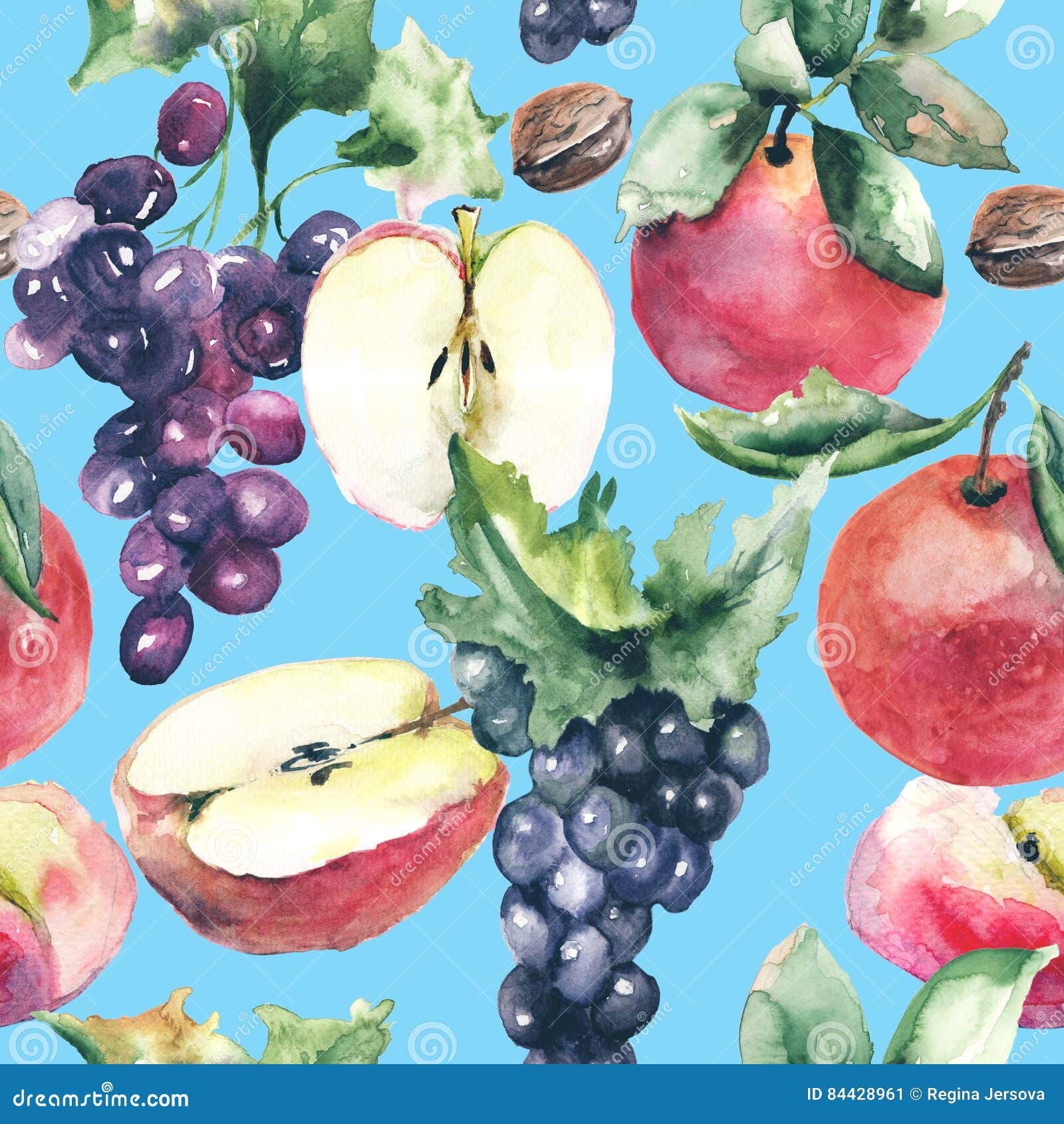 Watercolor Illustration with Fruits Stock Illustration - Illustration ...