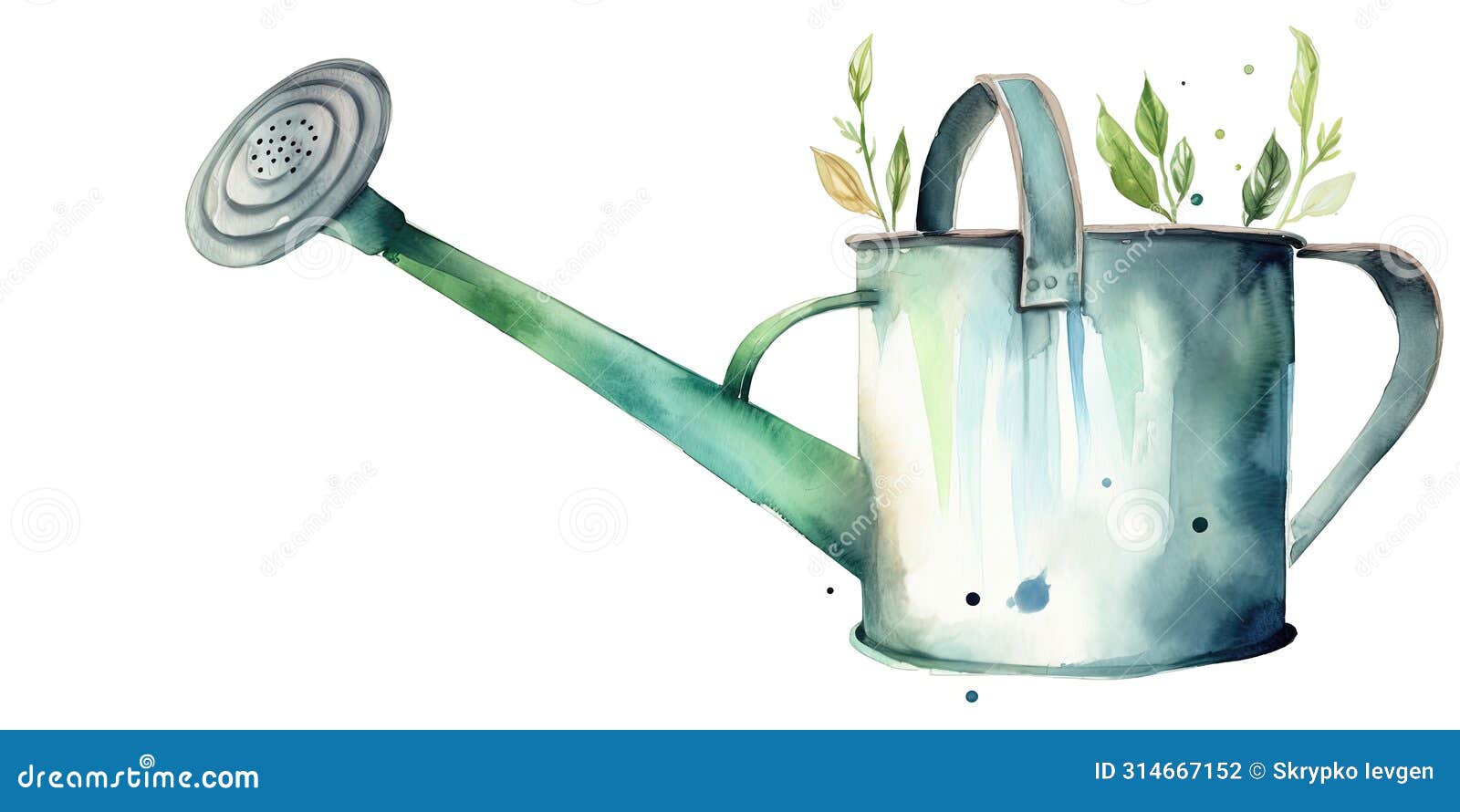 Watercolor Illustration of Garden Watering Can Stock Illustration ...