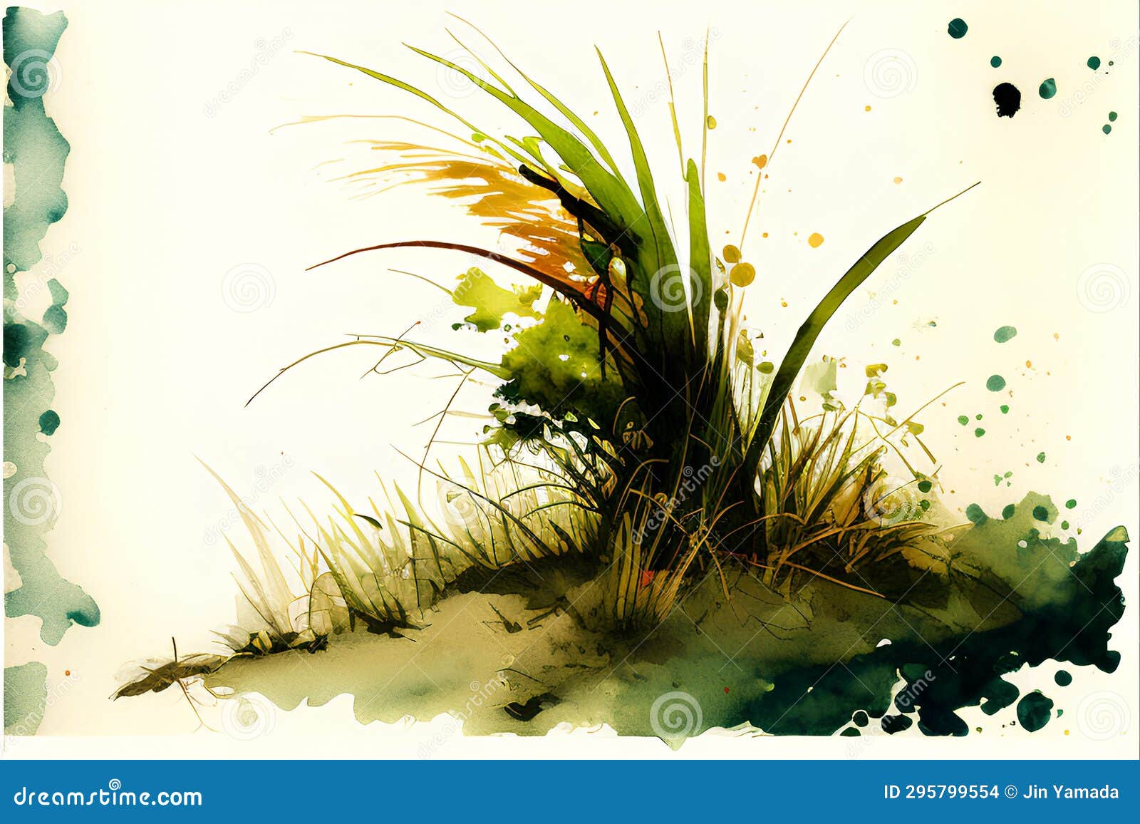 Watercolor Illustration of Grass. Hand Drawn Watercolor Illustration ...