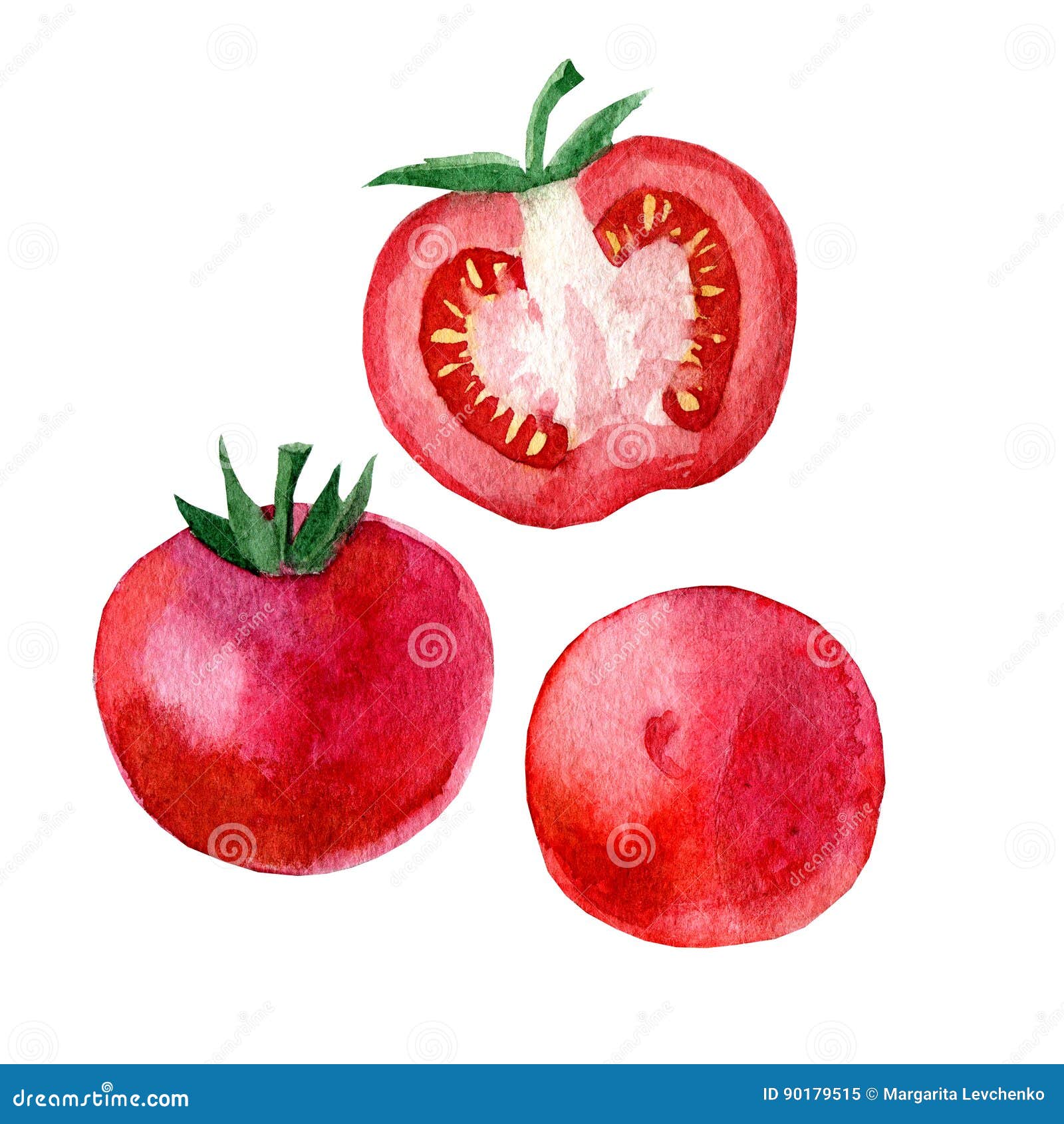 Watercolor Illustration, Image of a Tomato and a Slice of a Tomato ...
