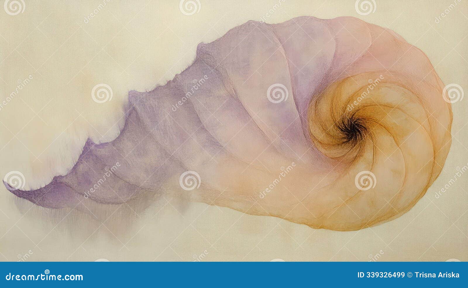 A Watercolor Illustration of a Nautilus Shell with Soft, Flowing Colors ...