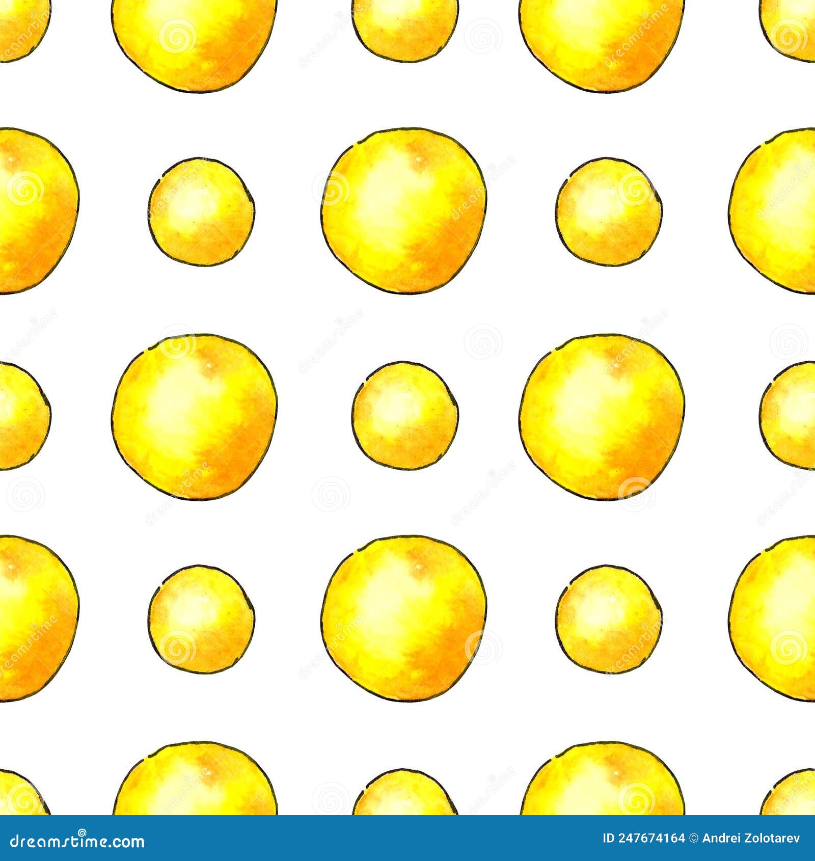 Pattern Yellow Circles Watercolor Stock Vector - Illustration of bright ...