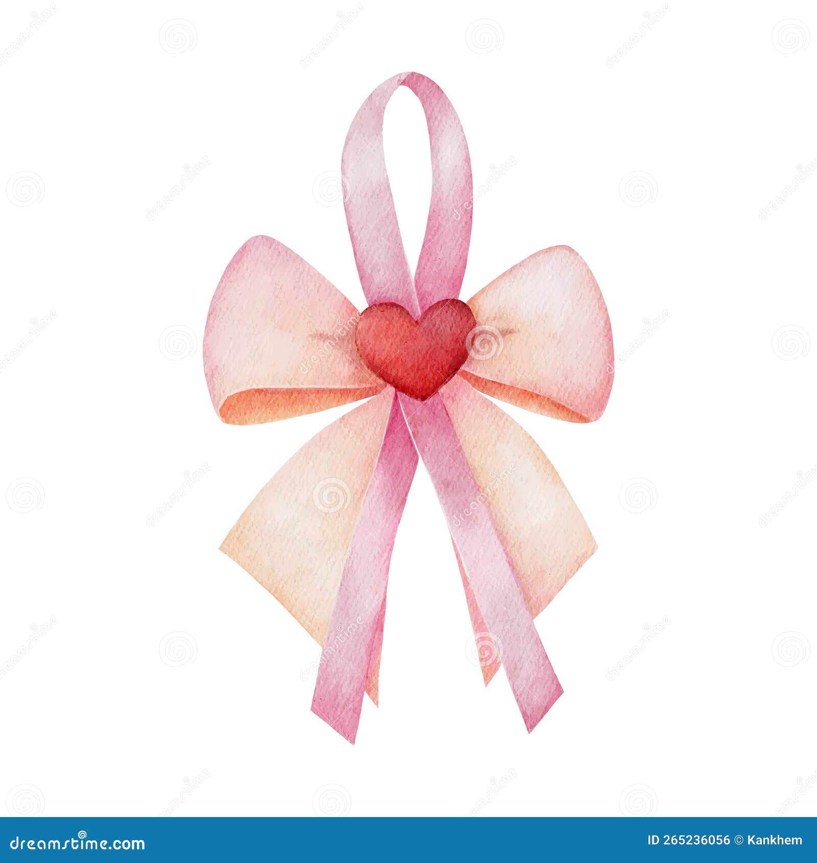 Watercolor Illustration of Pink Ribbon Bow 4 Stock Photo - Image of ...