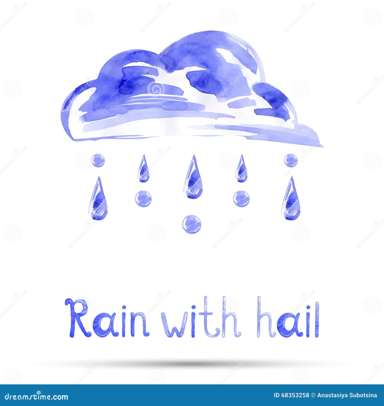 Watercolor Illustration of Rain and Hail. Stock Vector - Illustration ...