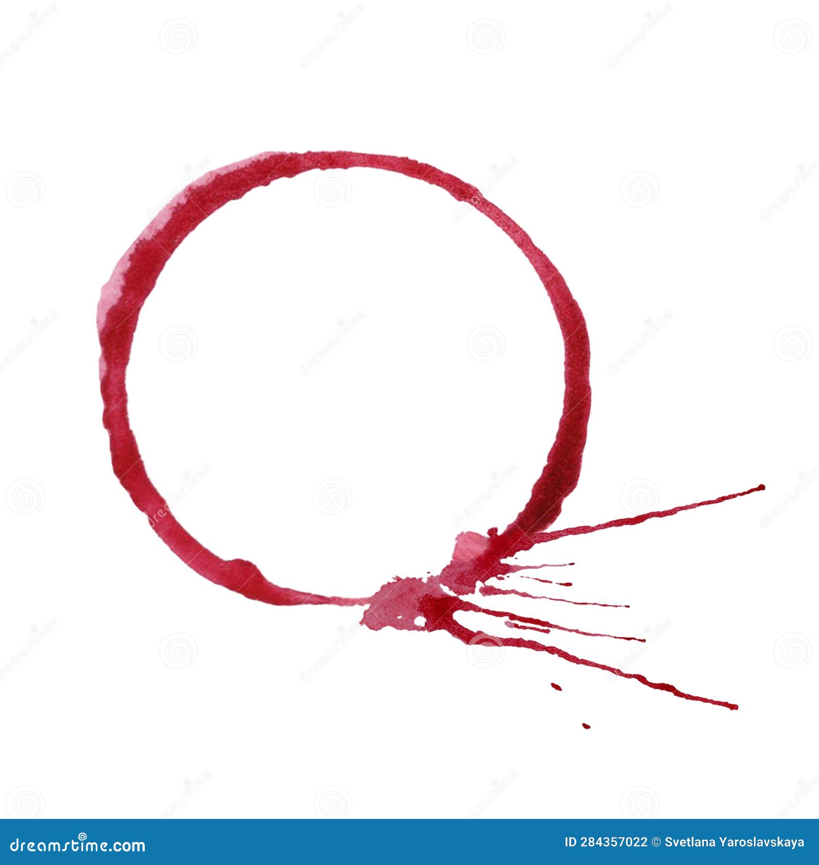 Watercolor Illustration of a Red Wine Ring Stain Splashed on White ...