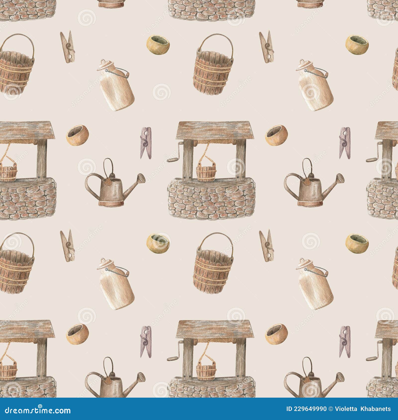 Watercolor Illustration. Seamless Pattern.Cottagecore Stock ...