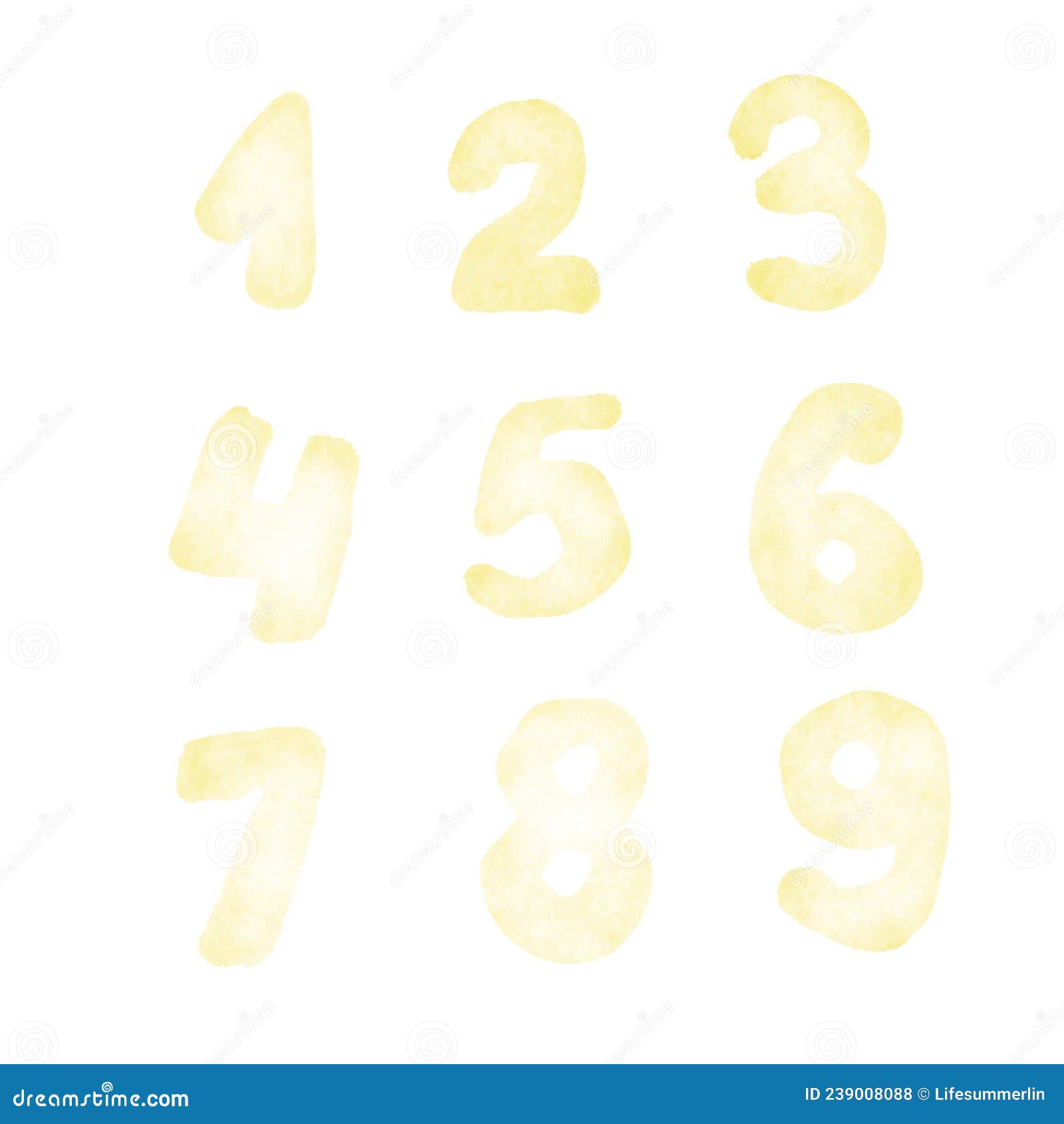 Watercolor Illustration, Set of Numbers, Isolate on a White Background ...