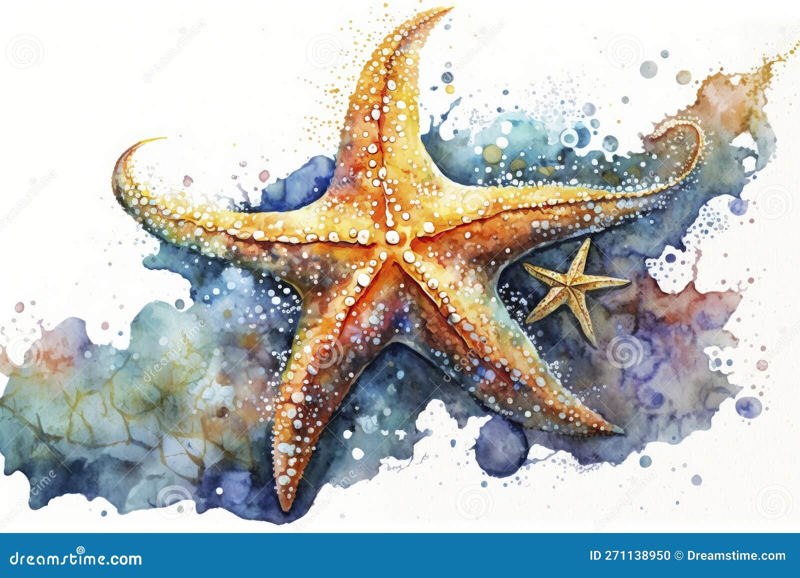 Watercolor Illustration of a Starfish Stock Illustration - Illustration ...